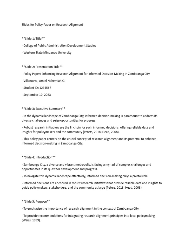 Slides For Policy Paper On Research Alignment | PDF | Policy | Methodology