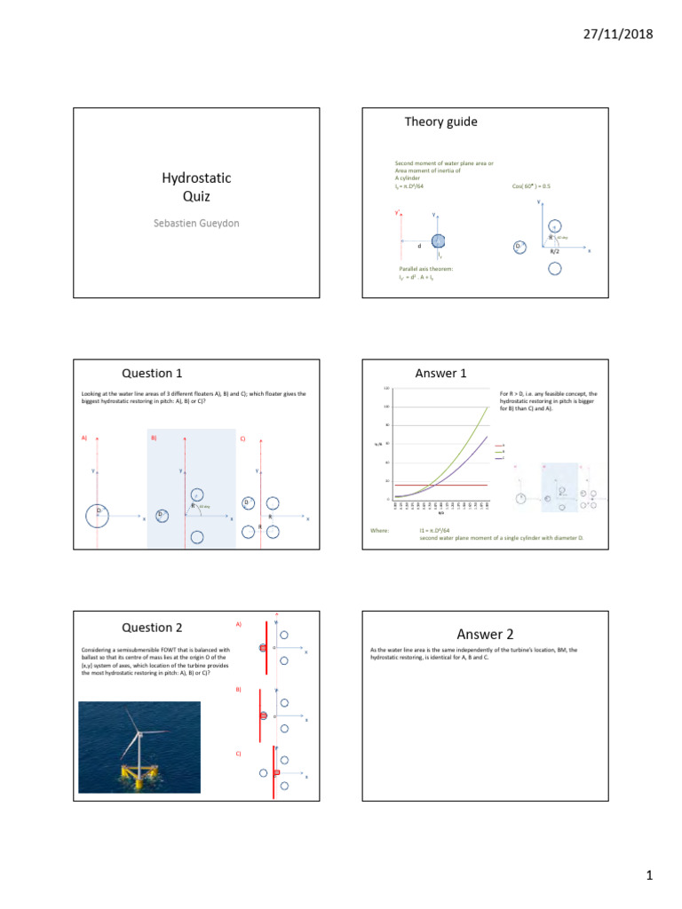 HYDROSTATIC QUIZ FOWTs - Web | PDF | Classical Mechanics | Physical ...
