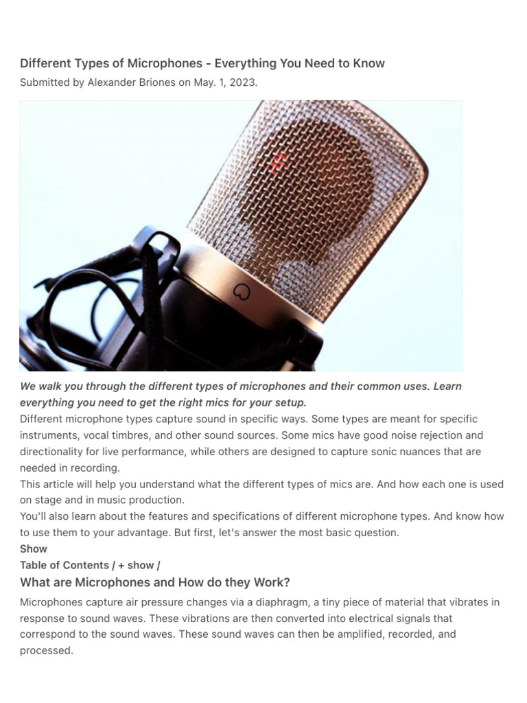 Different Types of Microphones - Everything You Need to Know | PDF | Microphone | Drum Kit