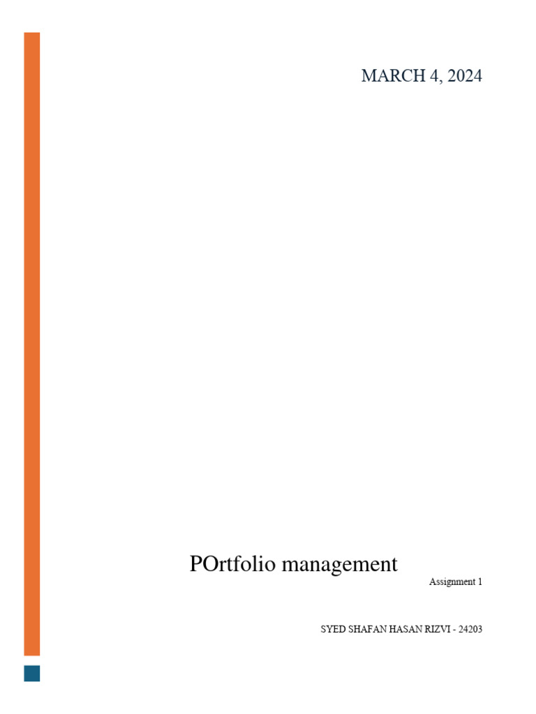 Portfolio Management Report | Download Free PDF | Modern Portfolio ...