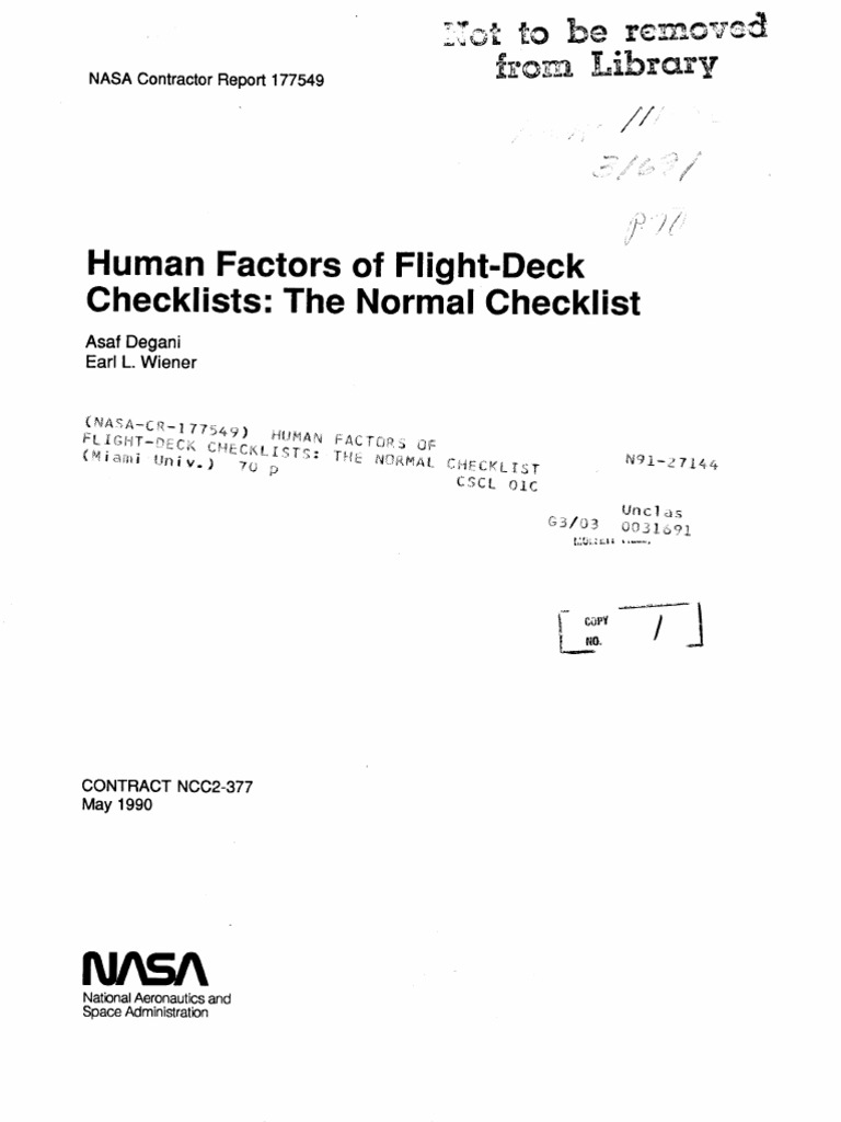 Human Factors of Flight Deck Checklist | PDF | Aviation Accidents And ...