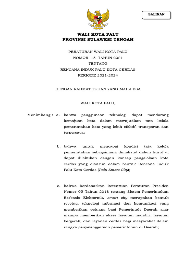 Perwali No. 15 Tahun 2021 | PDF