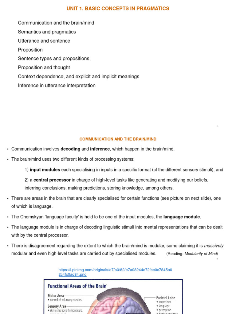 UNIT 1. Basic Concepts in Pragmatics | Download Free PDF | Proposition ...