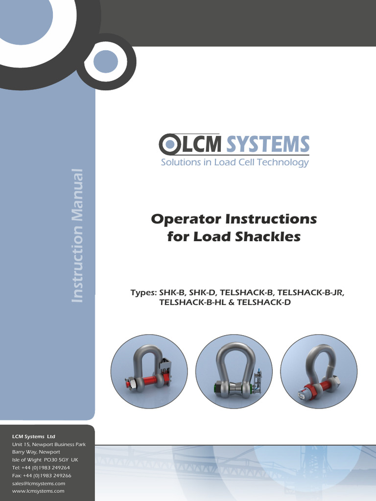 Load Shackle Instruction Manual | PDF | Electrical Connector | Calibration
