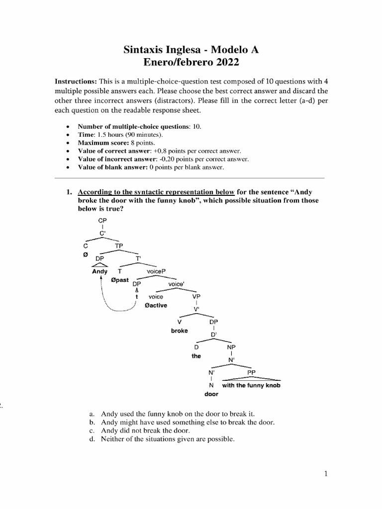 Syntax exam | PDF
