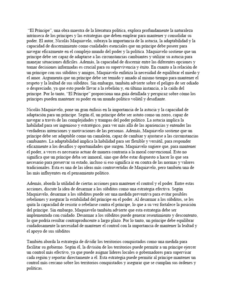 El Principe Resumen 1 | PDF | El príncipe
