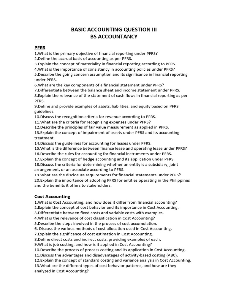 Basic Accounting Question Iii | PDF | Financial Statement | Cost Accounting