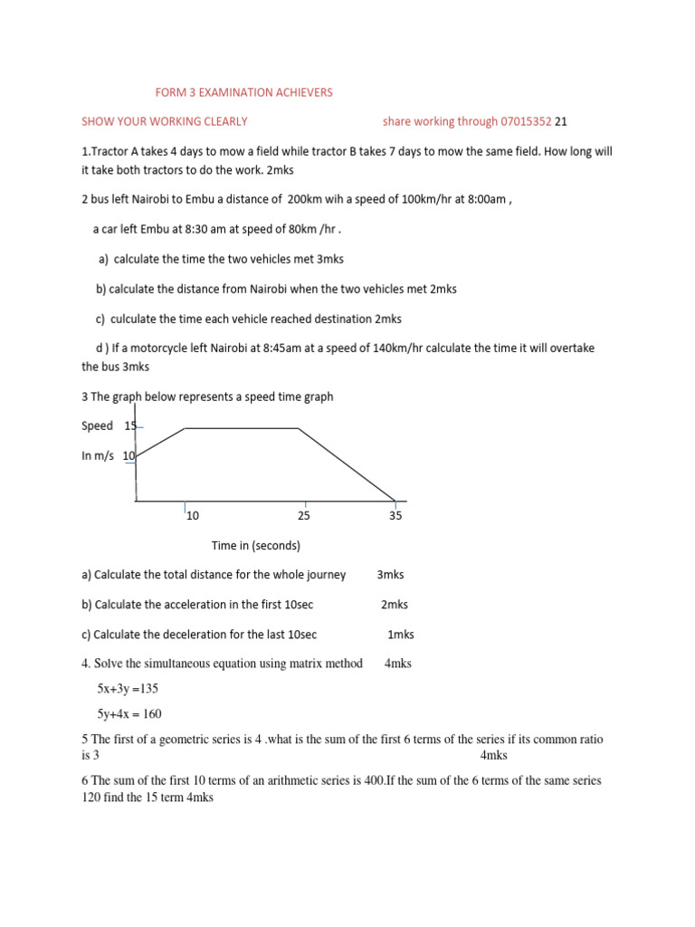 Form 3 Mathematics ... Achievers | PDF