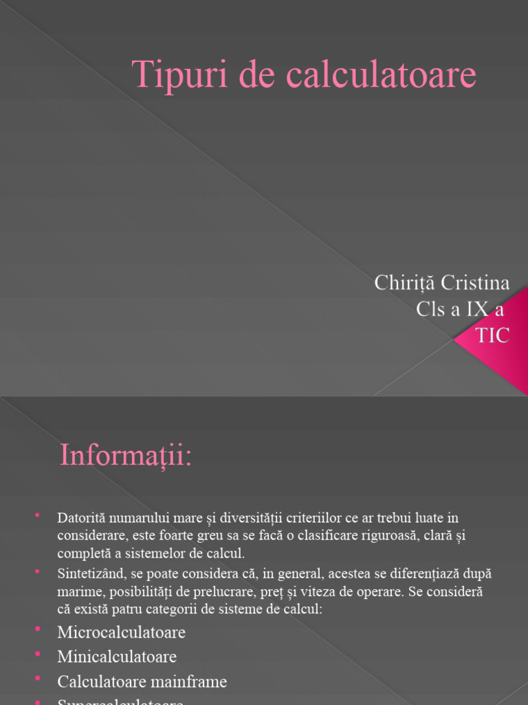 Tipuri de Calculatoare Tic-2023 | PDF