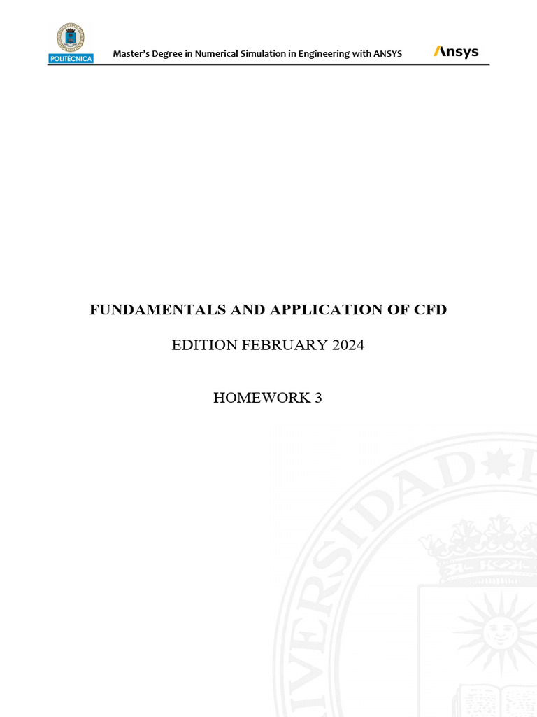 Fundamentals.application.cfd Edition.february.2024 Homework.3 | PDF | Fluid Dynamics | Equations