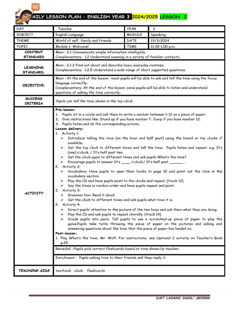 Lesson 2 | PDF | English Language | Lesson Plan