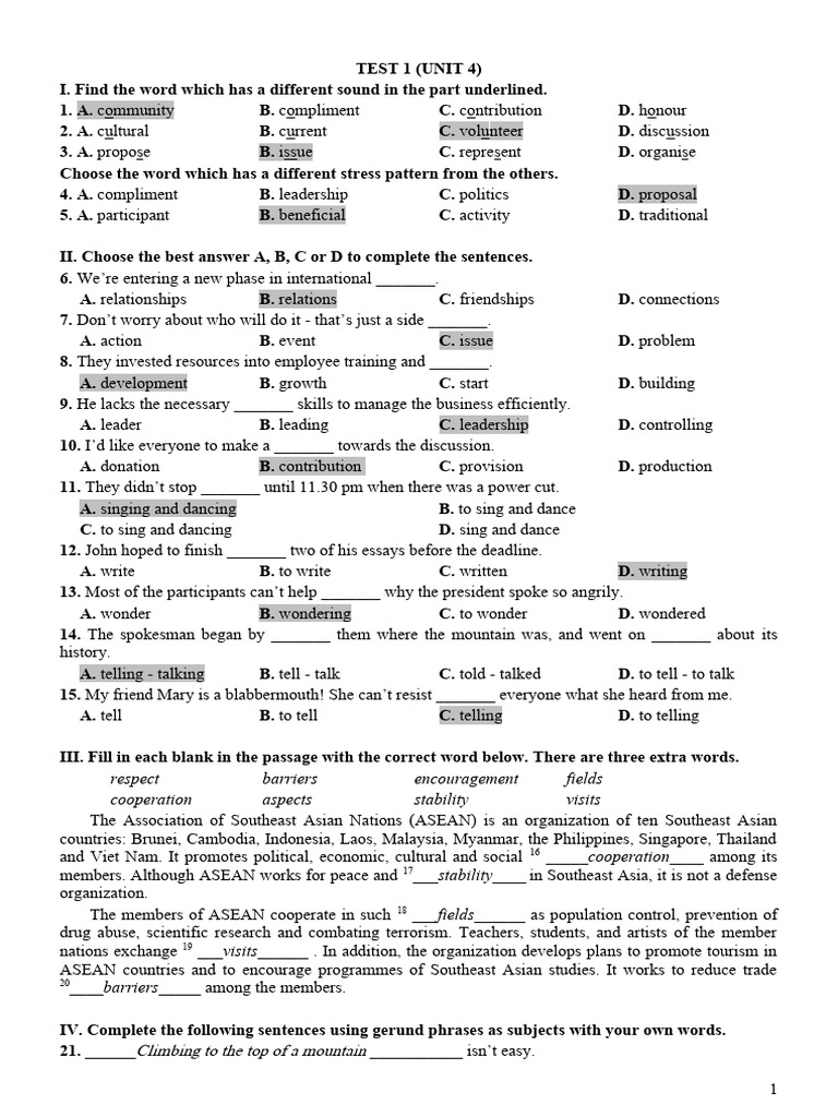 Unit 4 - Test 1 - Key | PDF | Weaving | Textiles