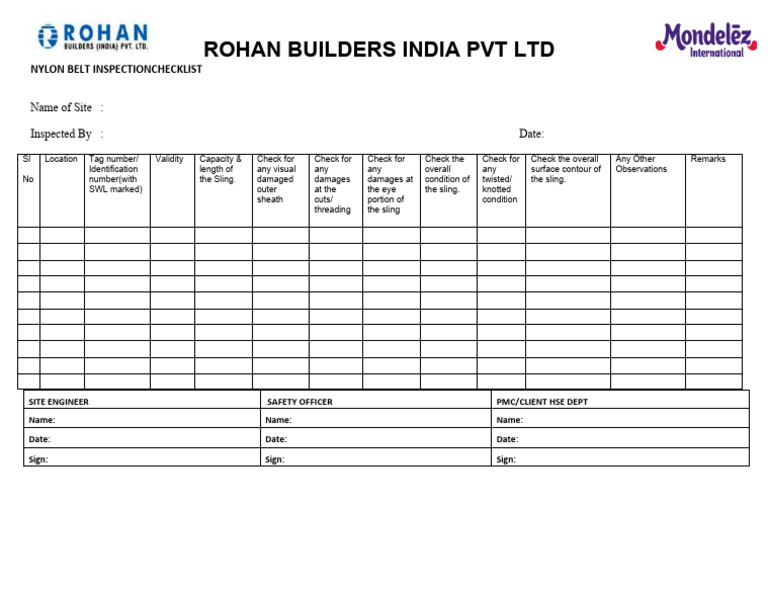 Nylon Sling Inspection Checklist | PDF