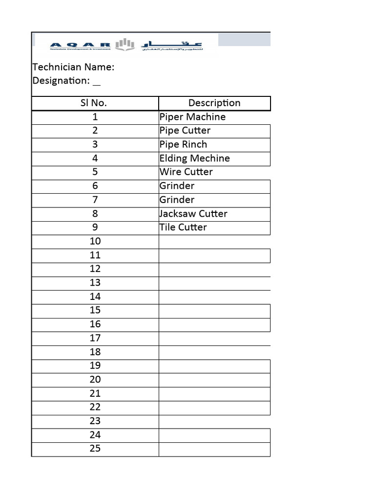 Tools List AND TRACKER | PDF | Industrial Processes | Manufactured Goods