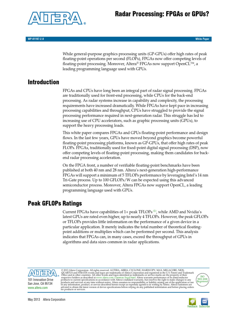 WP 01197 Radar Fpga or Gpu | PDF | Field Programmable Gate Array | Graphics Processing Unit
