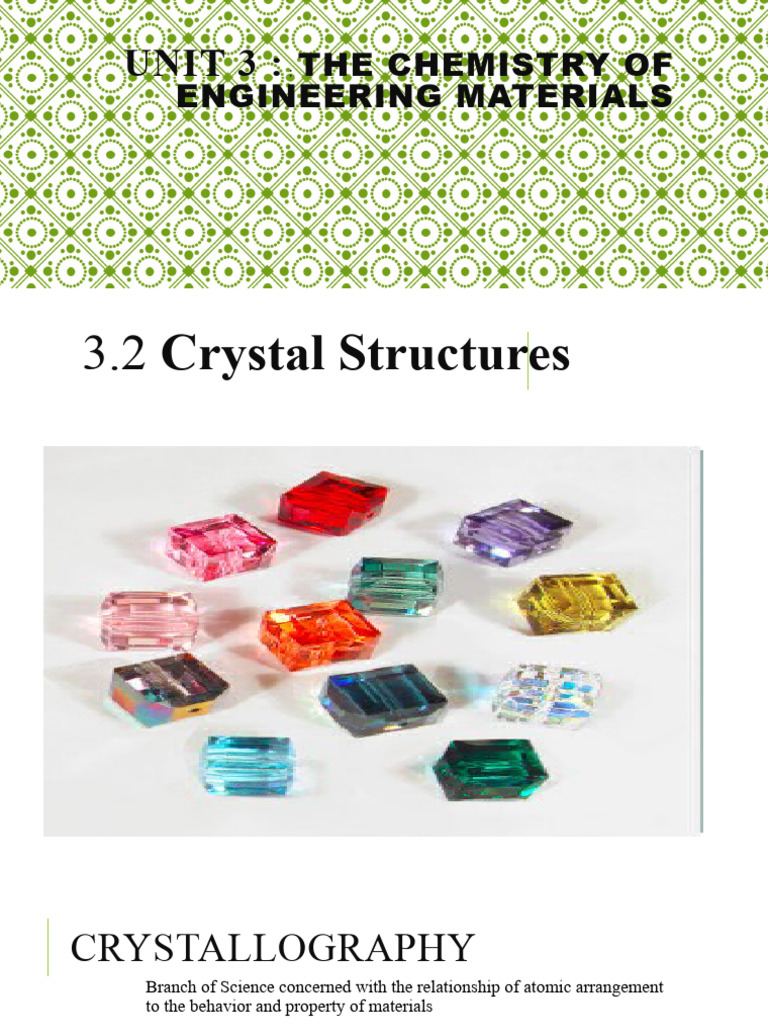 3.2 Crystal Structures | PDF | Crystal Structure | Crystal