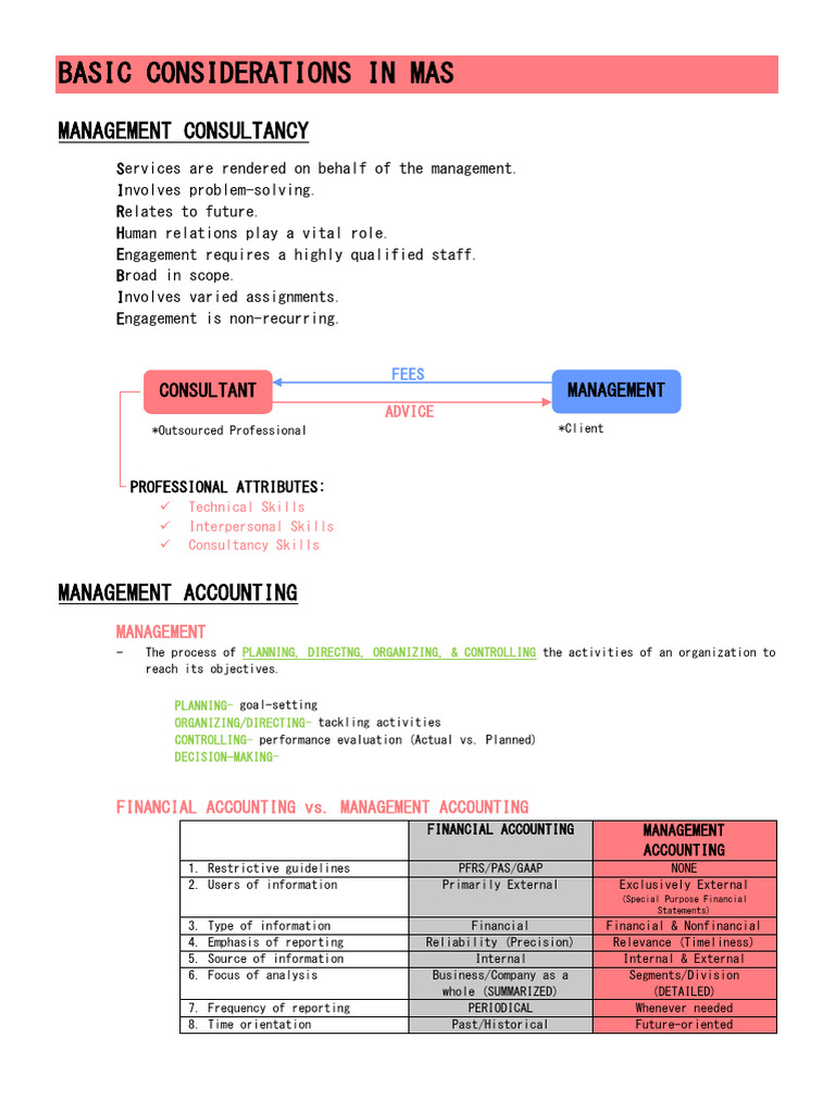 Basic Considerations in Mas | Download Free PDF | Accounting | Management Accounting