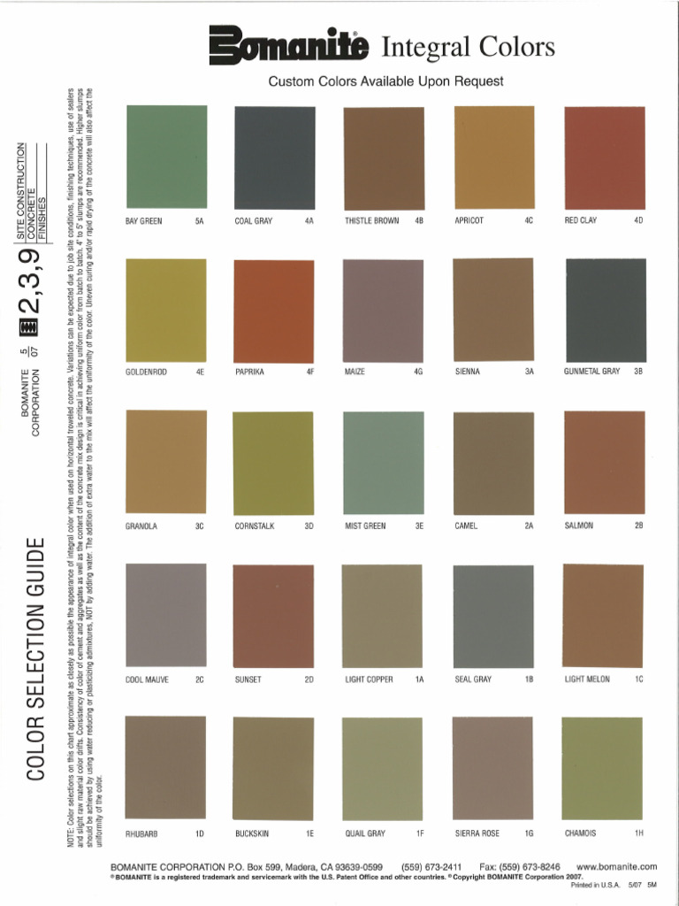 Bomanite_Integral Color Chart | PDF