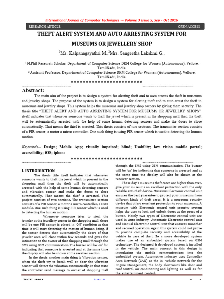 Museum & Jewelry Theft System | PDF | Information And Communications ...