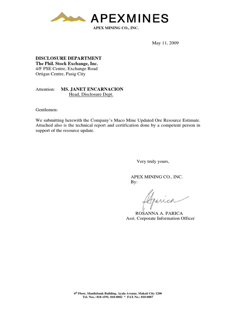 CP Technical Report On The Maco Mine 11may2009 | PDF | Mining | Geology