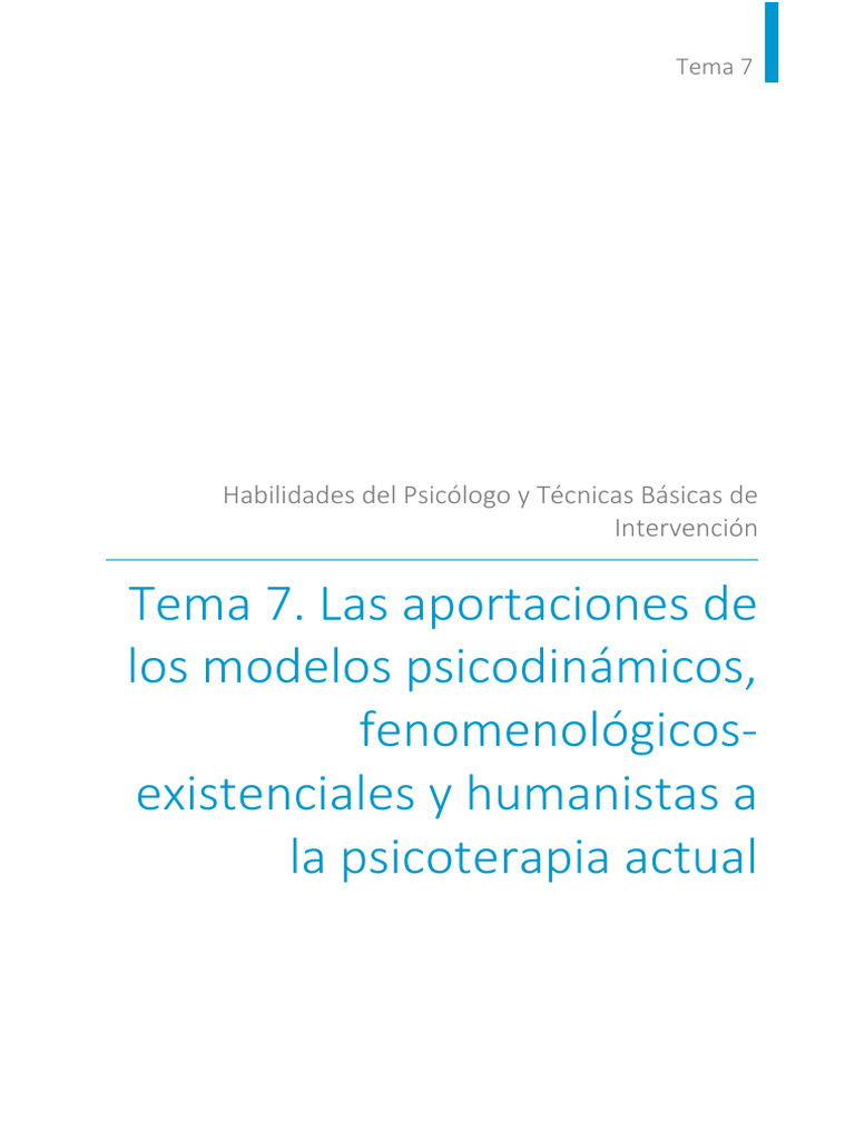 Tema 7 | PDF | Psicoterapia | Psicoanálisis