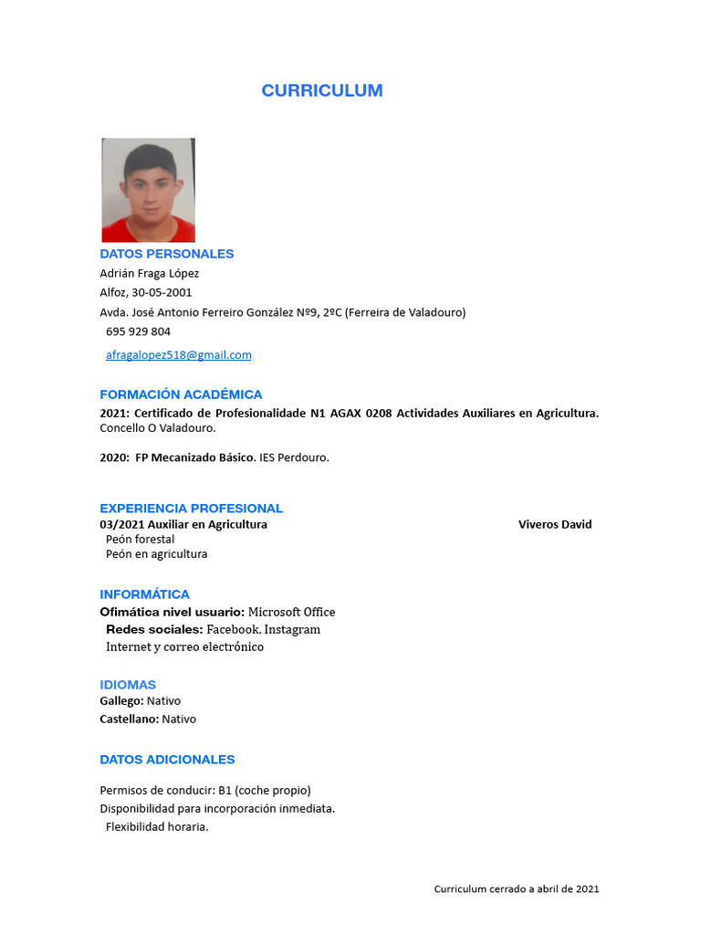 CV Adrián Fraga López | PDF