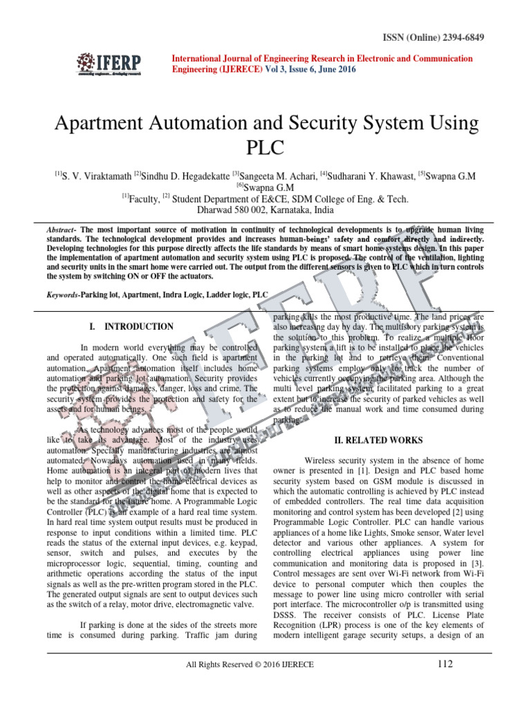 Apartment Automation and Security System Using PLC | PDF | Programmable Logic Controller ...