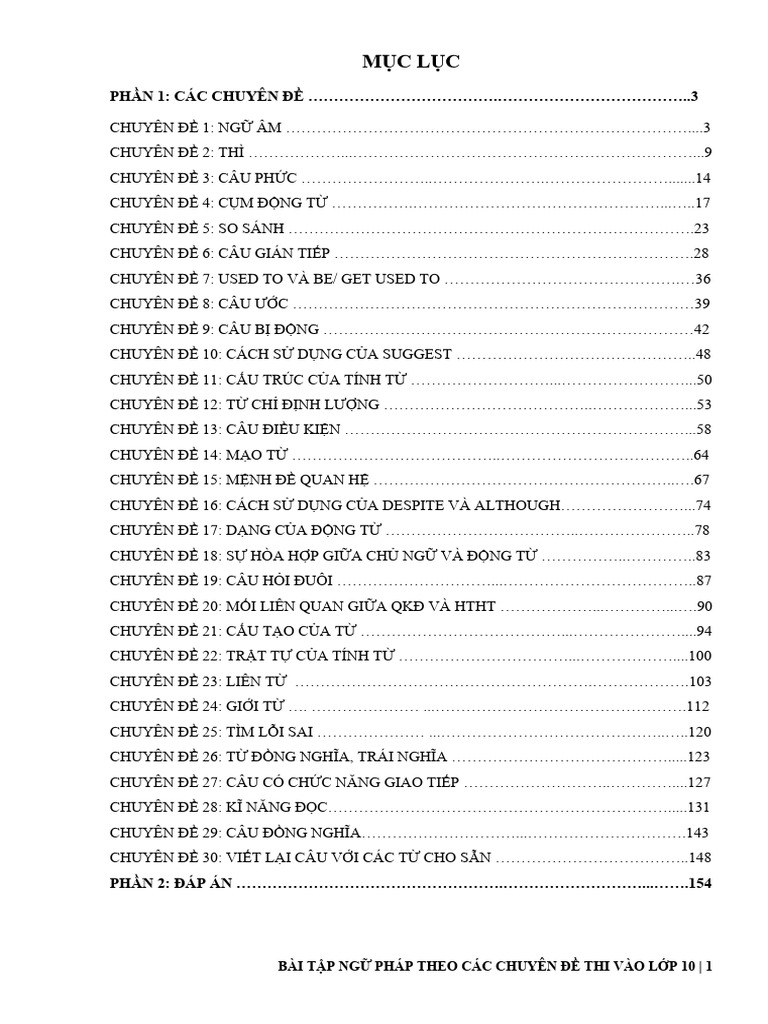 30 Chuyen de Ly Thuyet Bai Tap Chuyen de On Thi Vao 10 | PDF