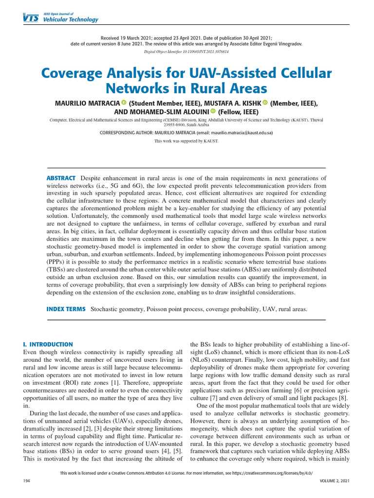 Coverage Analysis For UAV-Assisted Cellular Ne | PDF | Unmanned Aerial Vehicle