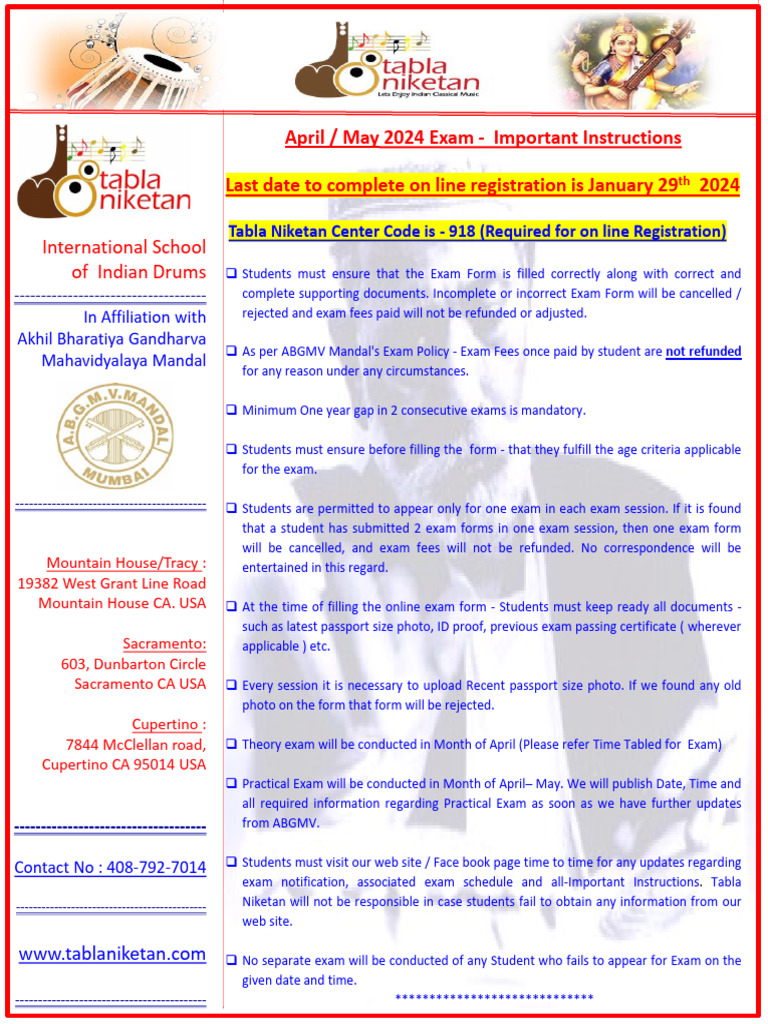 April May 2024 Exam Important Instructions | PDF