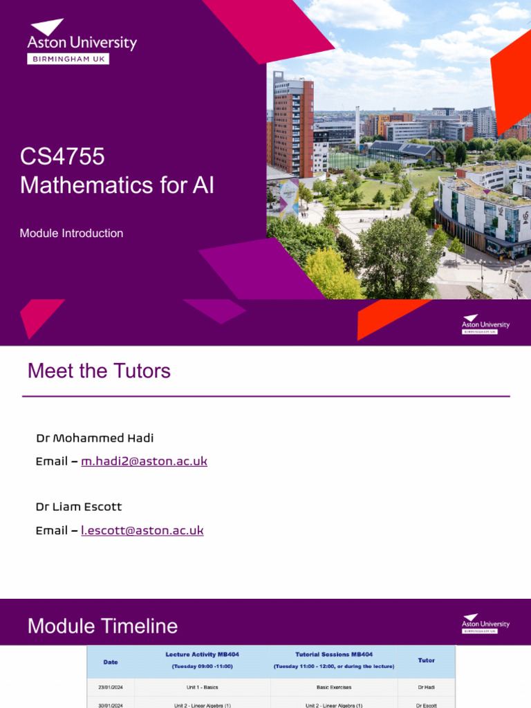 Module Introduction - P1 - 23 - 24 | PDF | Matrix (Mathematics ...