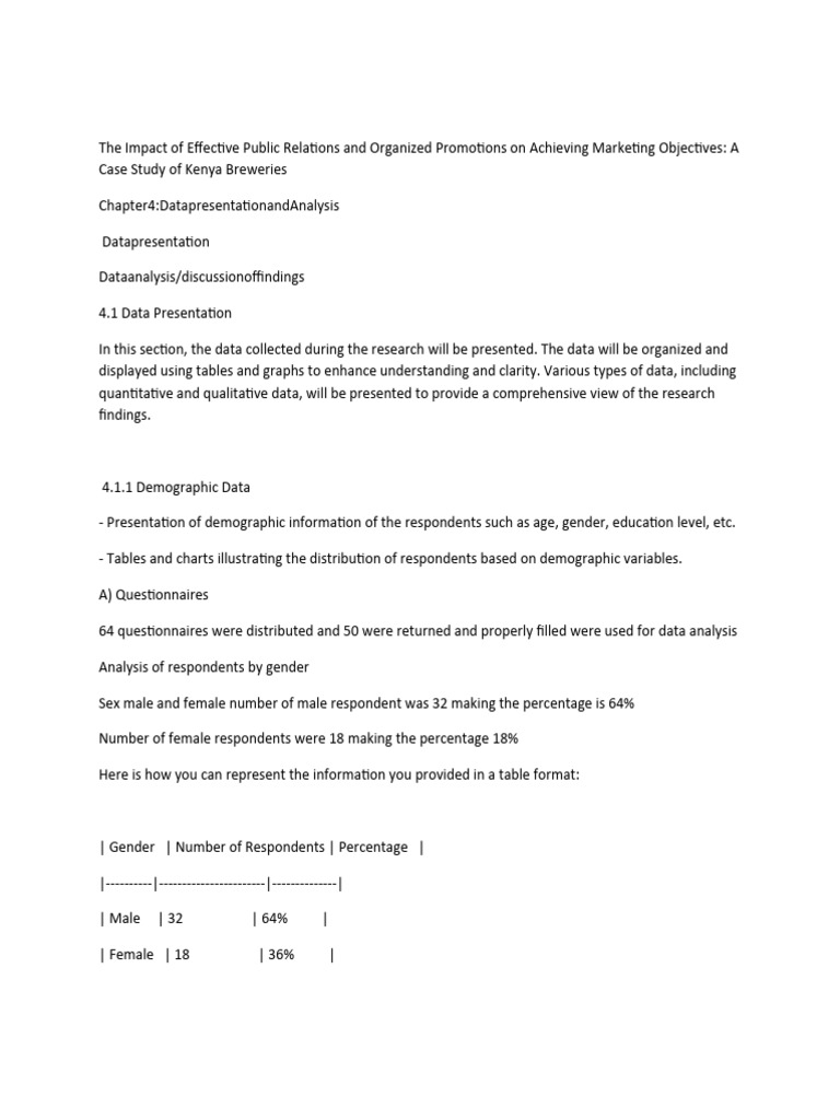 Chapter 4 Data Analysis and Representation Final | PDF | Demography ...