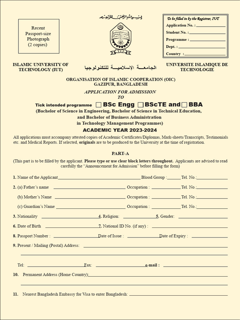 Undergraduate Application Form 2023 2024 | PDF