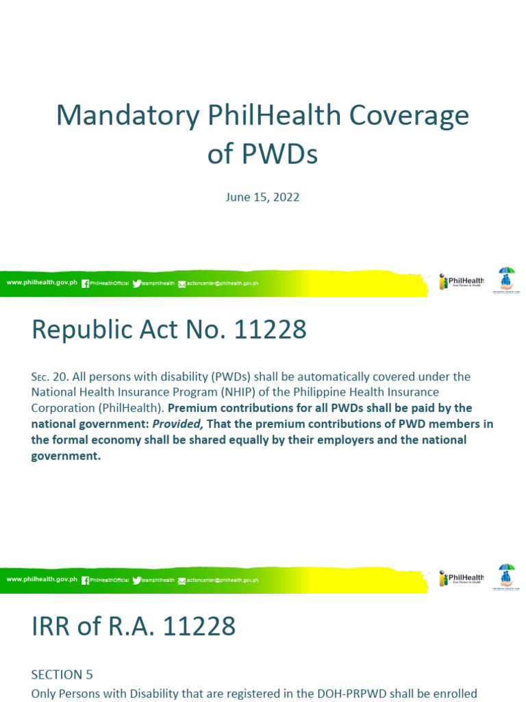 Mandatory PhilHealth Coverage of PWDSPPTX - 240319 - 145949 | PDF ...
