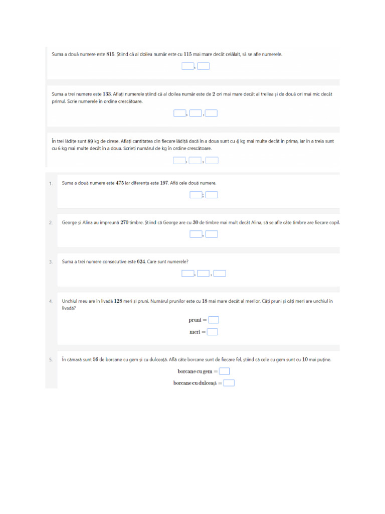 PROBLEME Matematica Clasa A4 A | PDF