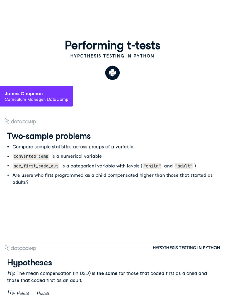 Chapter 2 T Test | PDF | P Value | Statistics