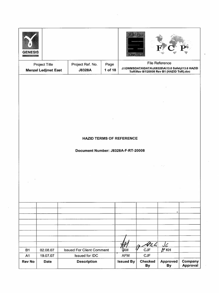 HAZID Terms of Reference for MLE Project | PDF