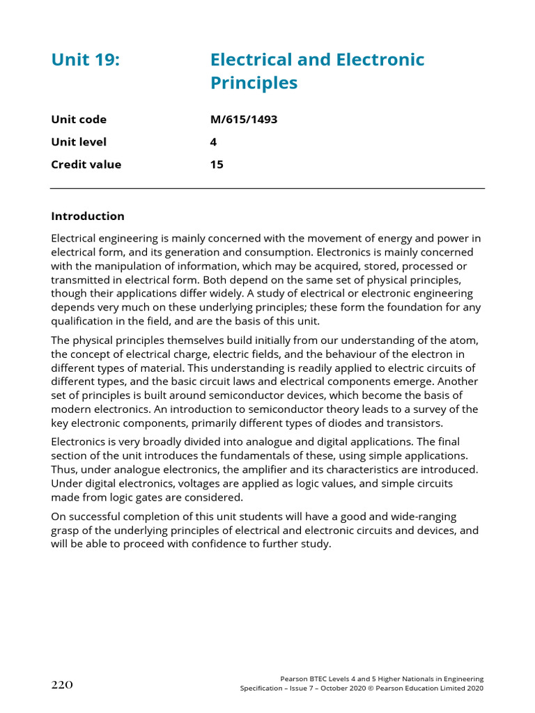 Electrical and Electronic Principles Overview | PDF | Electronics ...