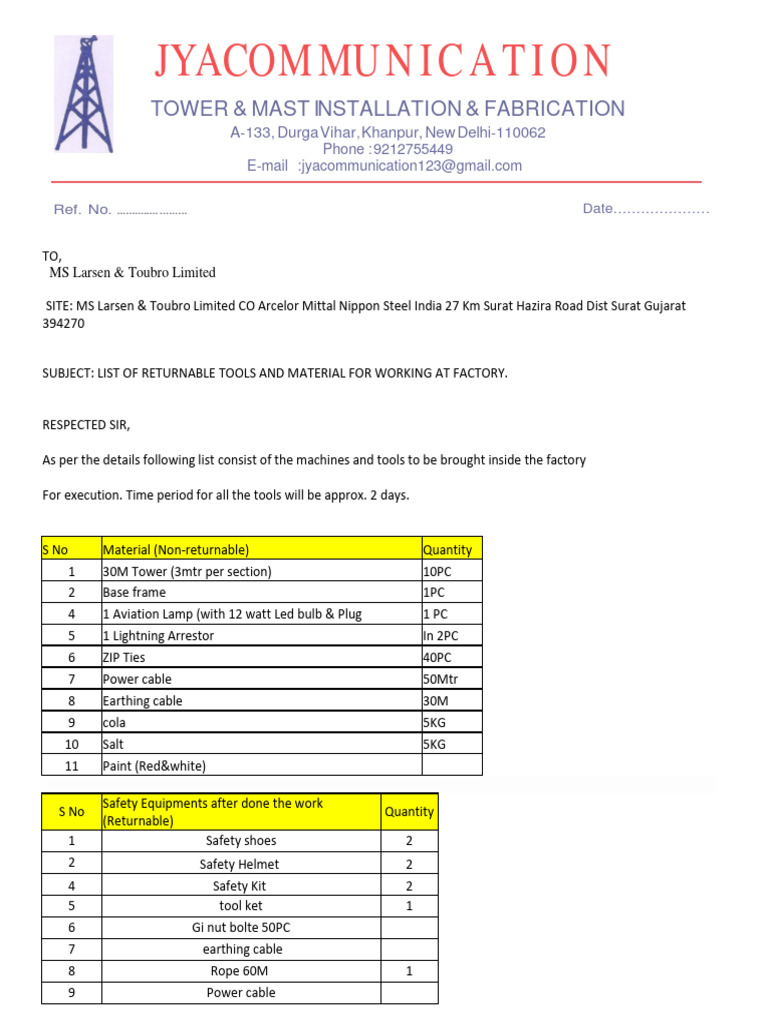 Material List | PDF