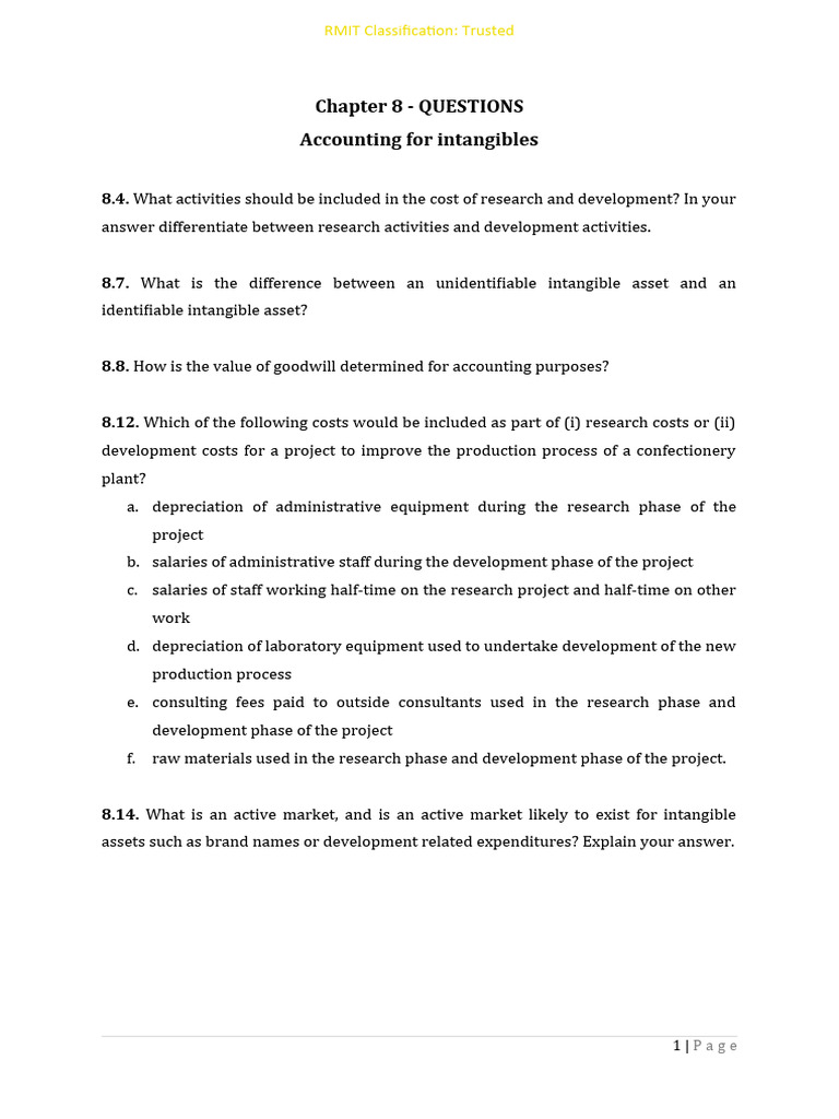 Topic 3 - Chapter 8 Textbook Questions | PDF | Intangible Asset ...