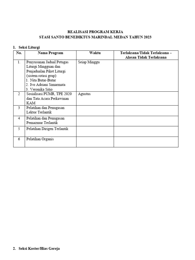 Realisasi Program Kerja Dps SBM Tahun 2023 | PDF