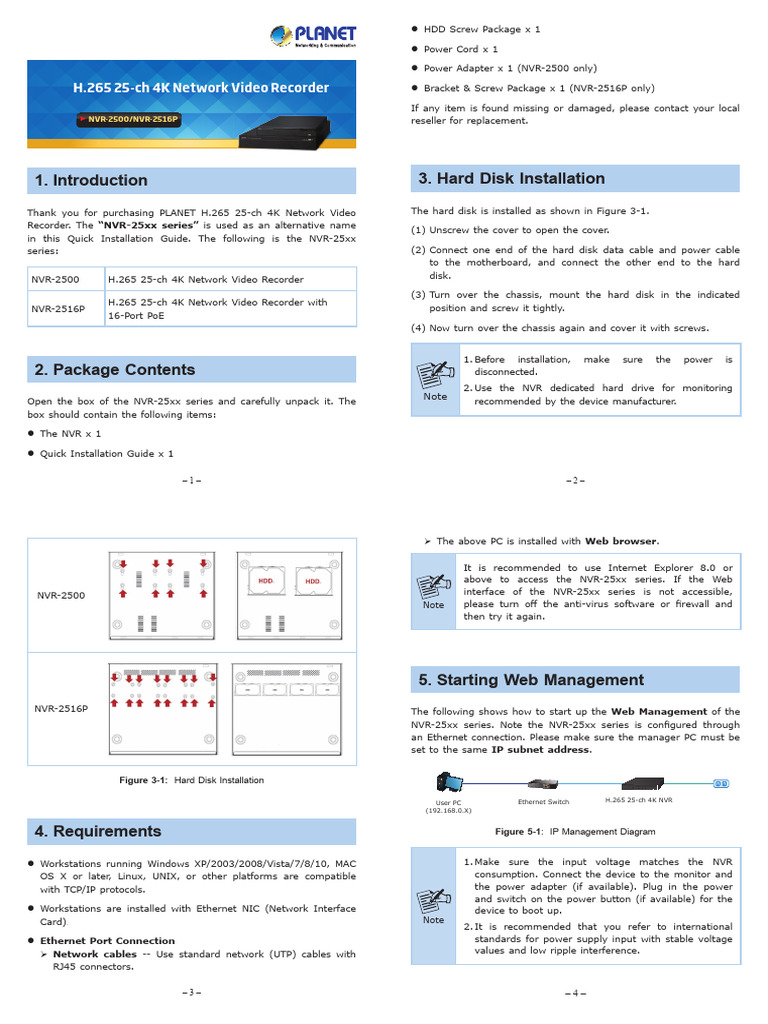 Navodila Kratka EMQ-NVR-25xx Series - v1.0 | PDF | Computer Network | Network Interface Controller