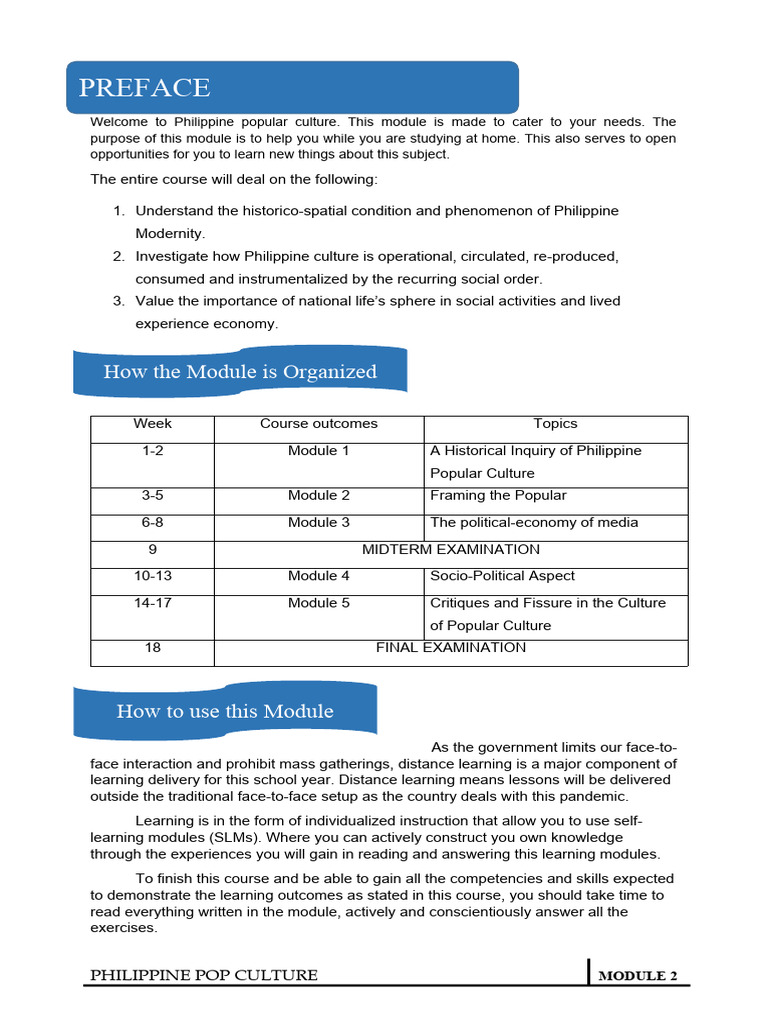 Philippine Pop Culture Module 2.. | Download Free PDF | Learning ...