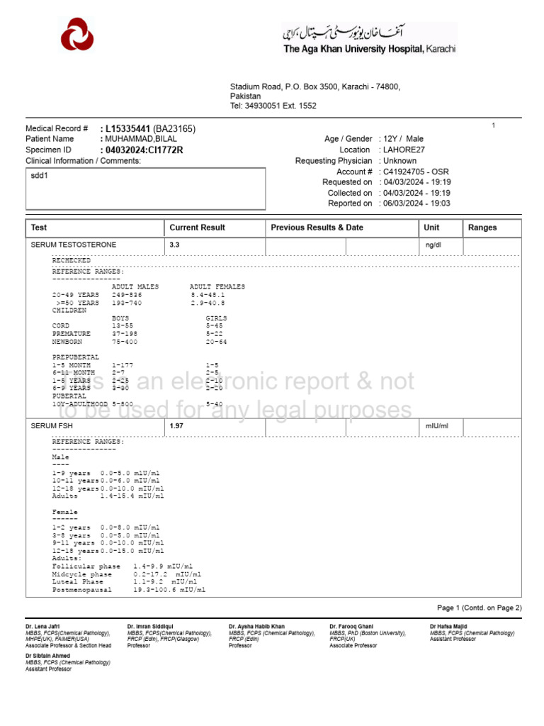 Aga Khan Report Result | PDF | Reproductive System | Medical Specialties