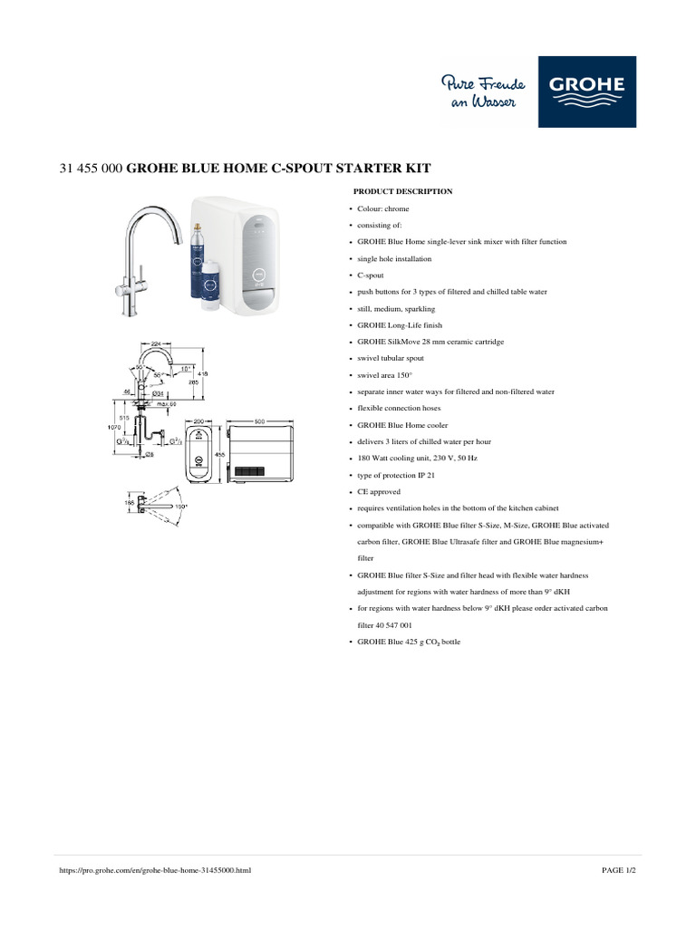 GROHE Specification Sheet 31455000 | PDF