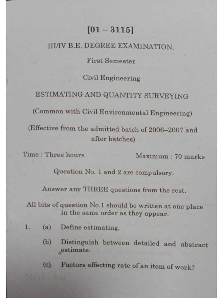 Estimation Quues Paper 1 | PDF
