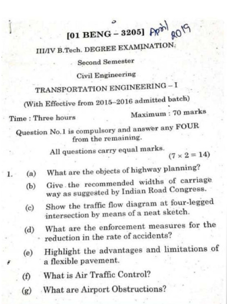 Transportation Ques Paper | PDF
