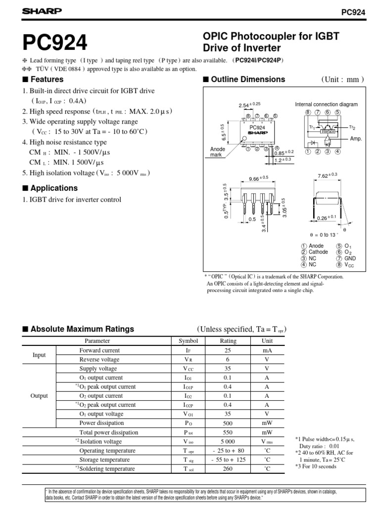 PC924 | PDF | Power Inverter | Electrical Engineering