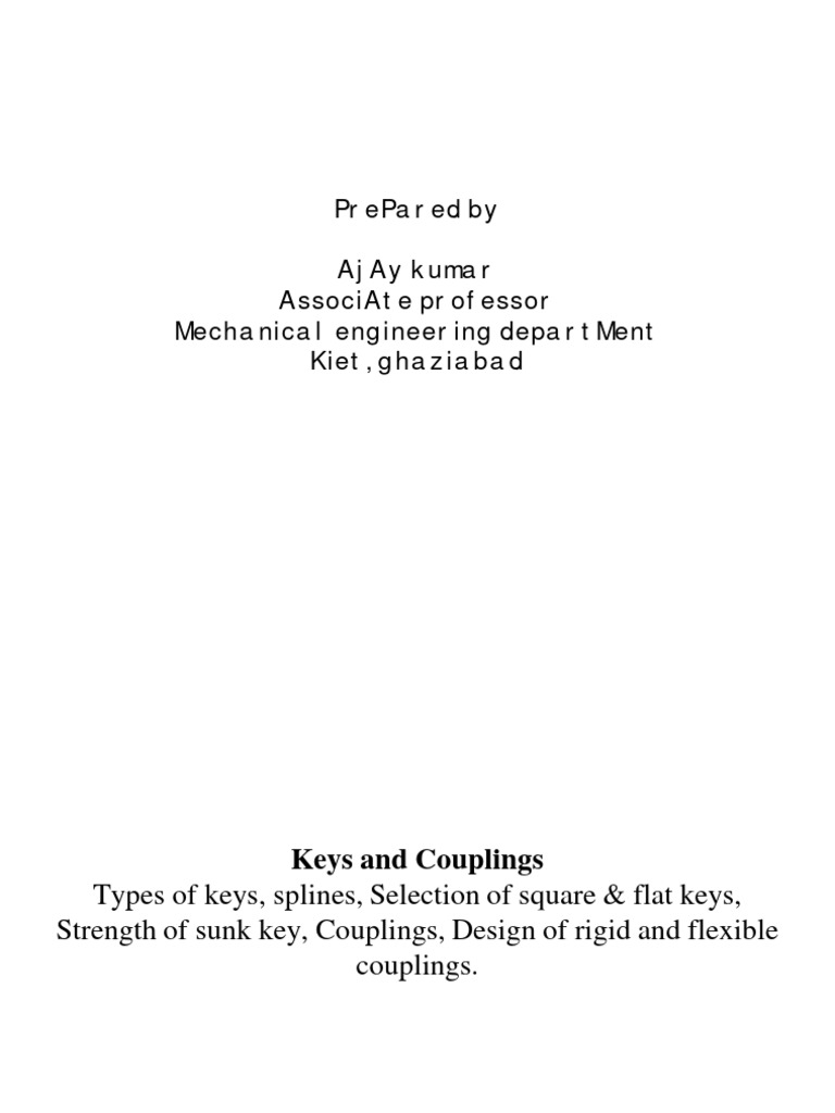 unit 3 design of keys | PDF | Strength Of Materials | Mechanics