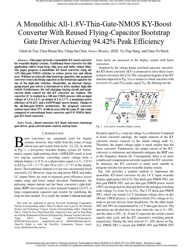 A Monolithic All-1.8V-Thin-Gate-NMOS KY-Boost Converter With Reused ...